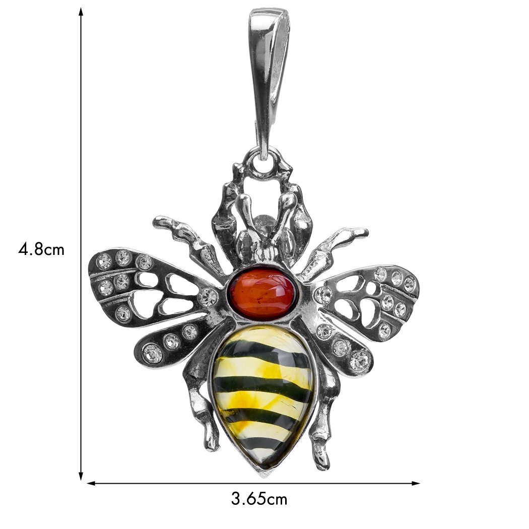 Ian and Valeri Co. Multicolor Amber Sterling Silver Bee Pendant