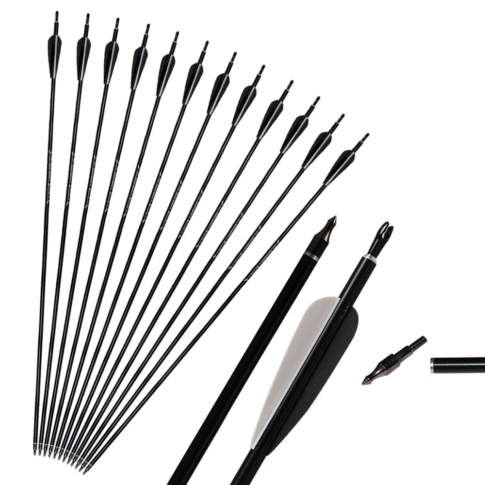 Huntingdoor 31" Archery Recurve and Compound Bow Aluminum Arrows 12pcs (Black)