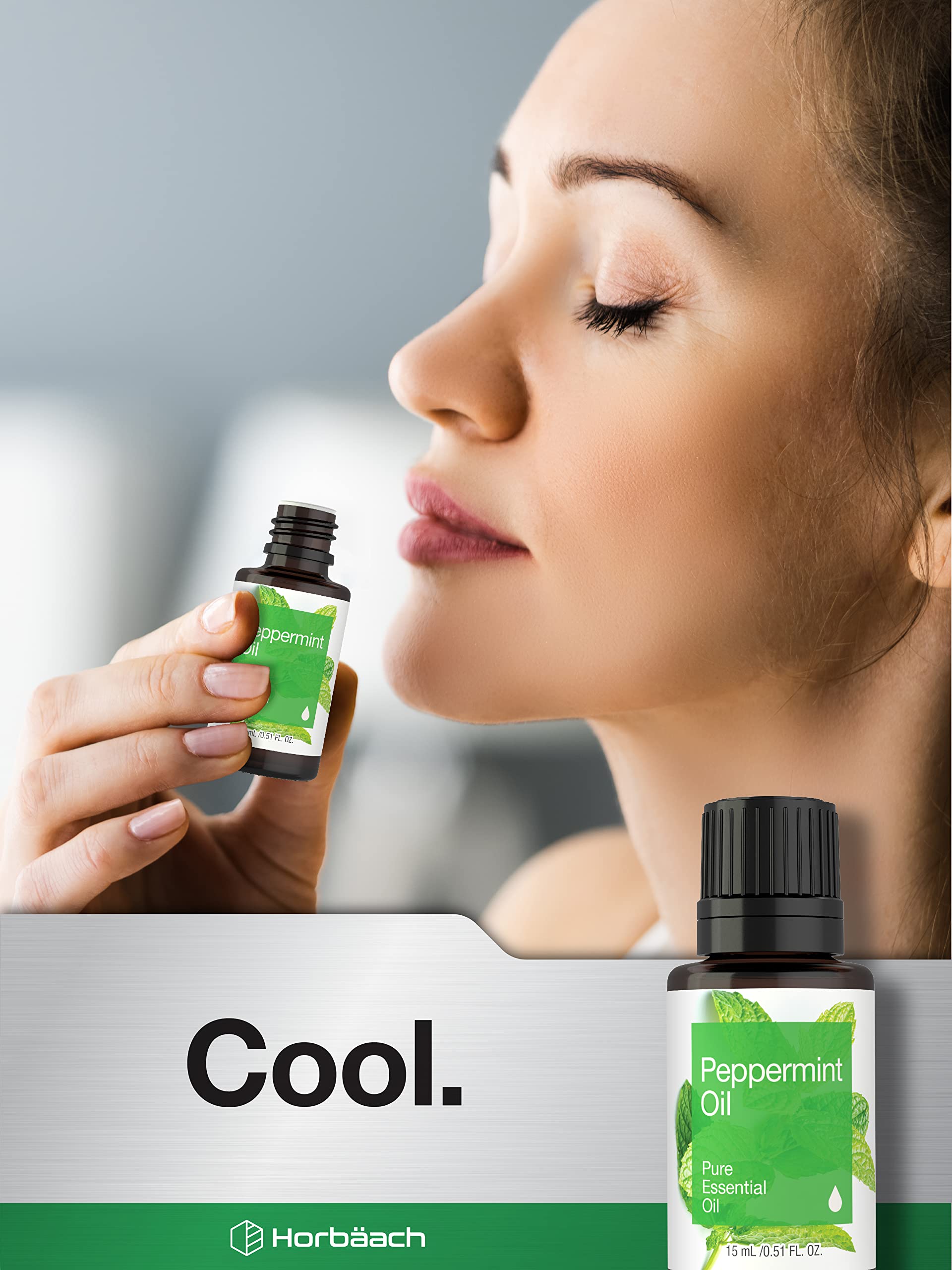 Horbäach Peppermint Essential Oil | .51 fl oz (15mL) | for Massage, Bath & Diffuser