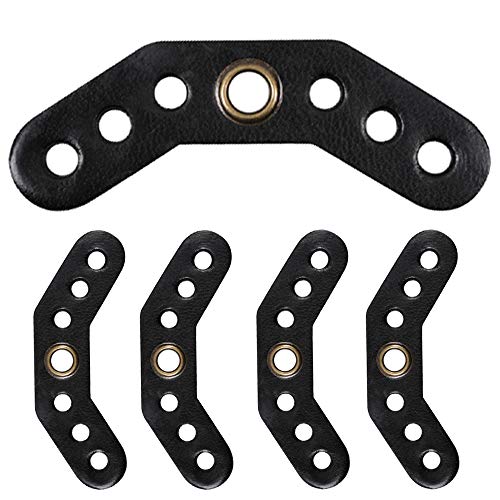Huntingdoor 5 PCS Leather Bow Yoke with Metal Grommet Bow Sling Strap Leather Yoke Bracket Mount for Compound Bow Wrist Sling Black/Brown (Black)