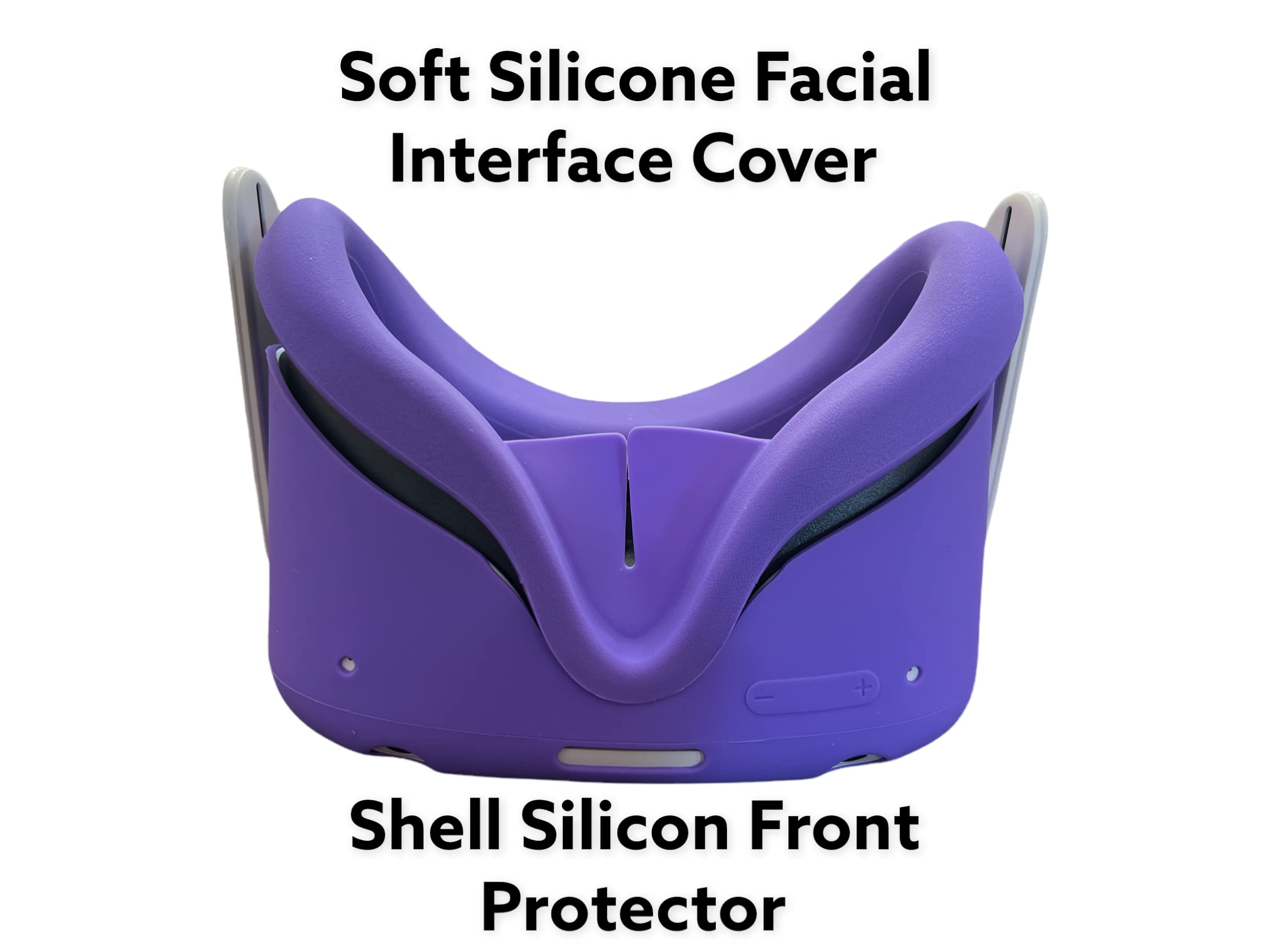 JCOS 4-in-1 Silicone Accessories for Oculus Quest 2 | Shell Front Silicone Face Cover Protector, Skin Grip Cover, Adjustable Knuckle Straps, Soft Silicone Facial Interface Cover (Purple) JCOS1