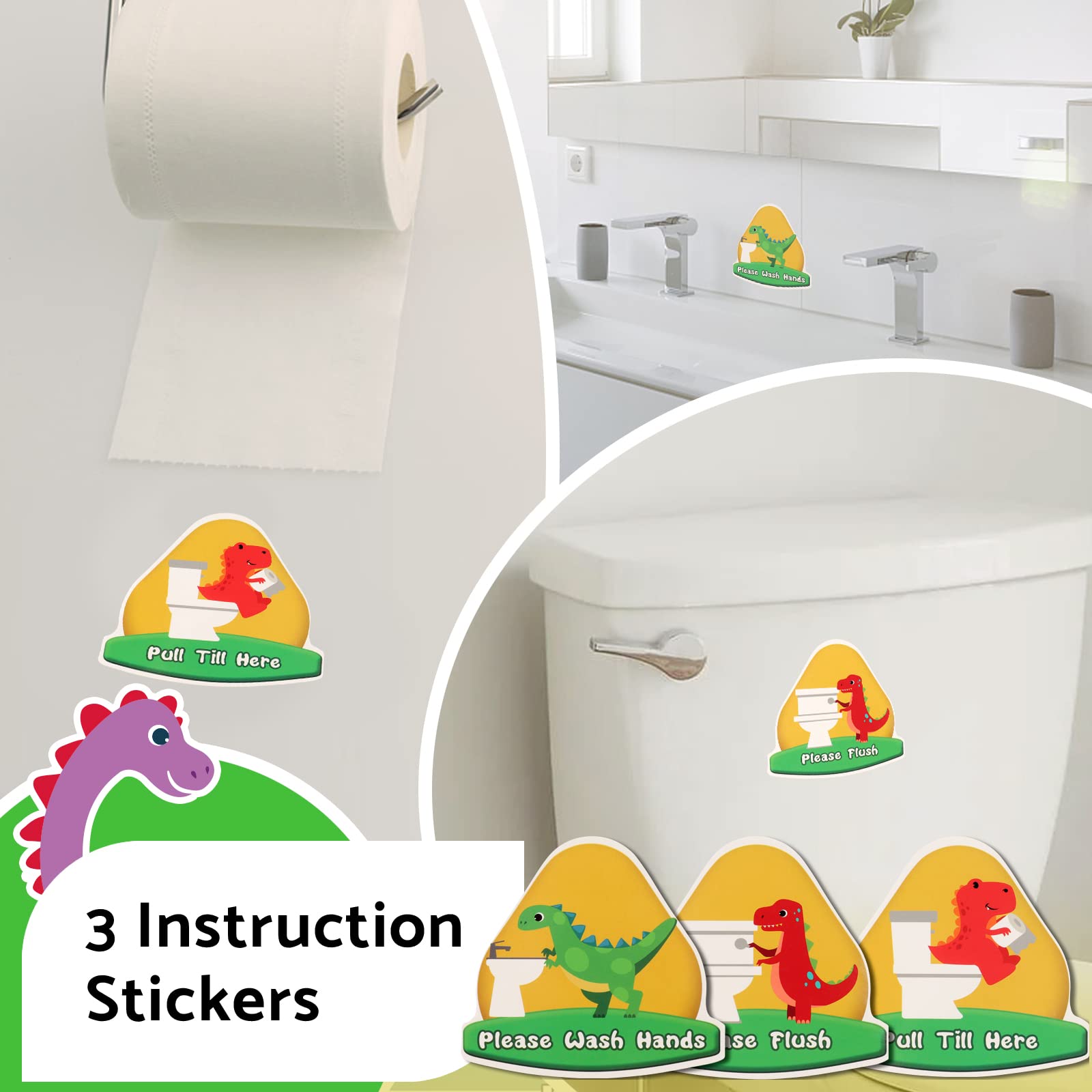 Potty Training Chart for Toddlers Boys & Girls - A Dinosaur Potty Chart with 35 Reusable Magnetic Dinosaur & Star Stickers for Kids Potty Training Reward (Dinosaur Potty Chart 3Crown)