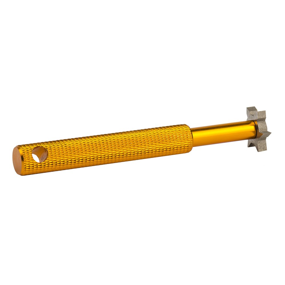 HIFROM Groove Sharpener with 6 Heads - Golf Club Groove Sharpener Re-Grooving Tool and Cleaner Replacement for All Irons Pitching Sand Lob Gap and Approach Wedges and Utility Clubs Gold Color