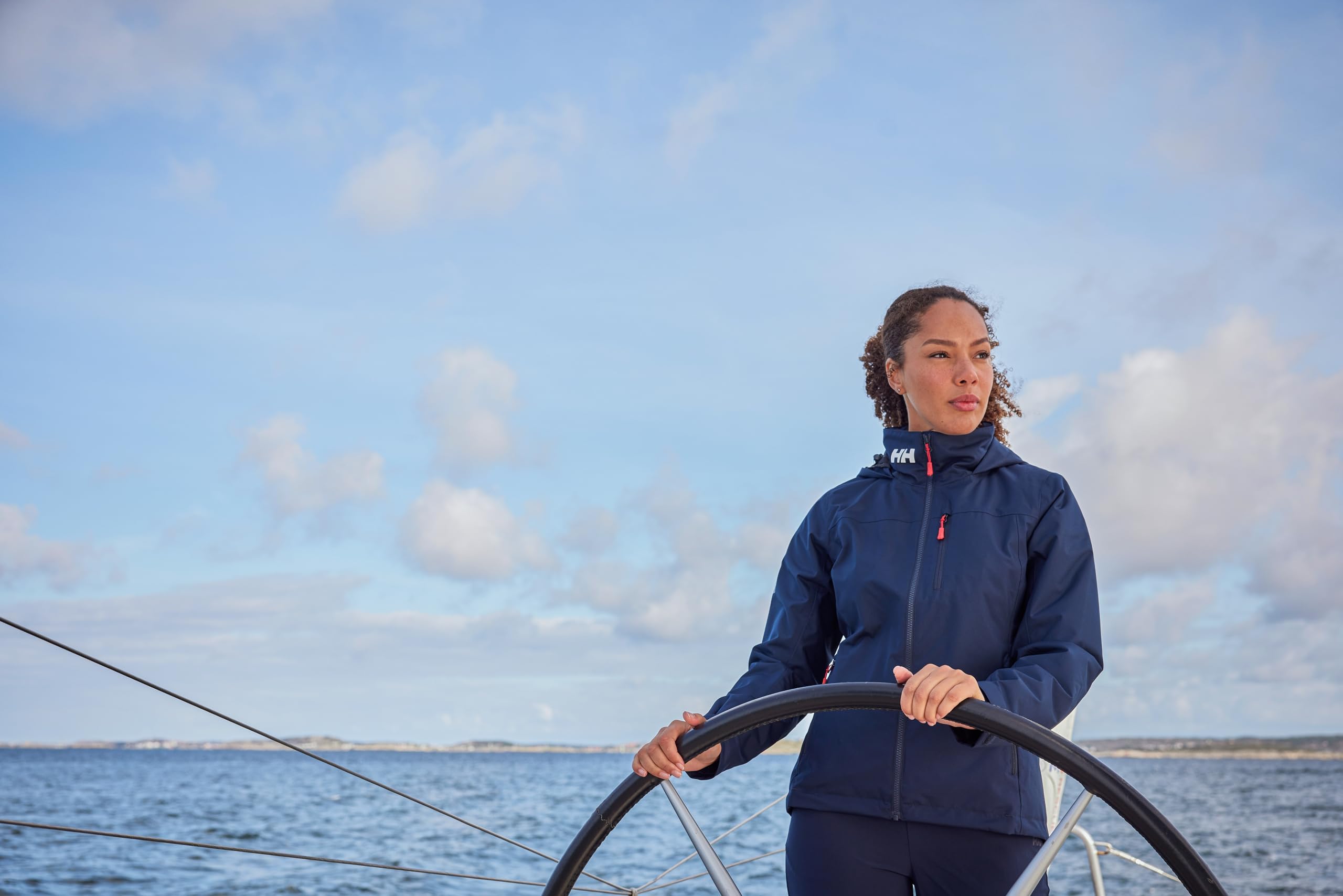 Helly Hansen Women's Crew Hooded Waterproof Windproof Breathable Rain Jacket, 598 Navy, Medium