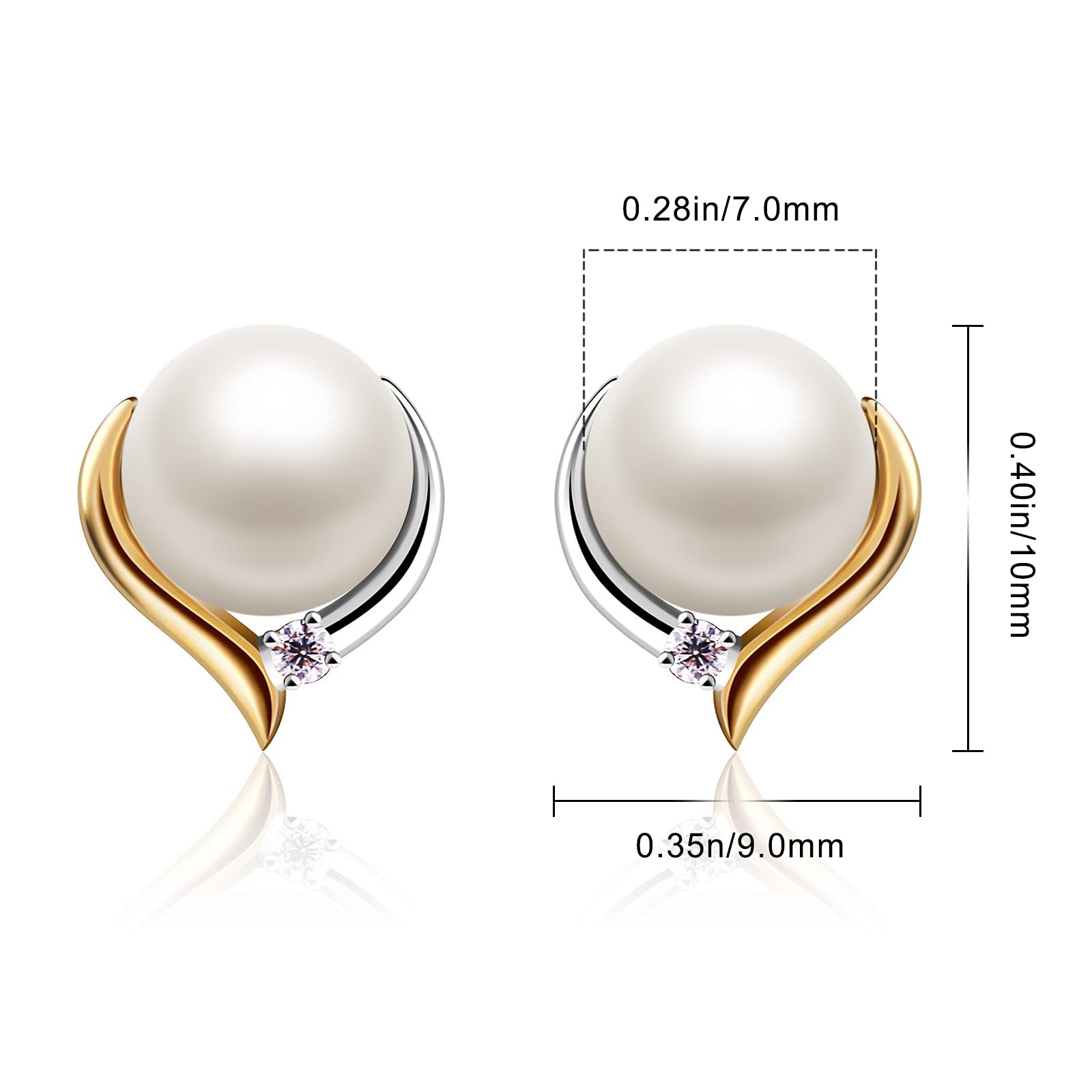 Jewlldeen Pearl Earrings for women, 925 Sterling Silver Studs Jewelry, for Women, Wife,Mom, Her