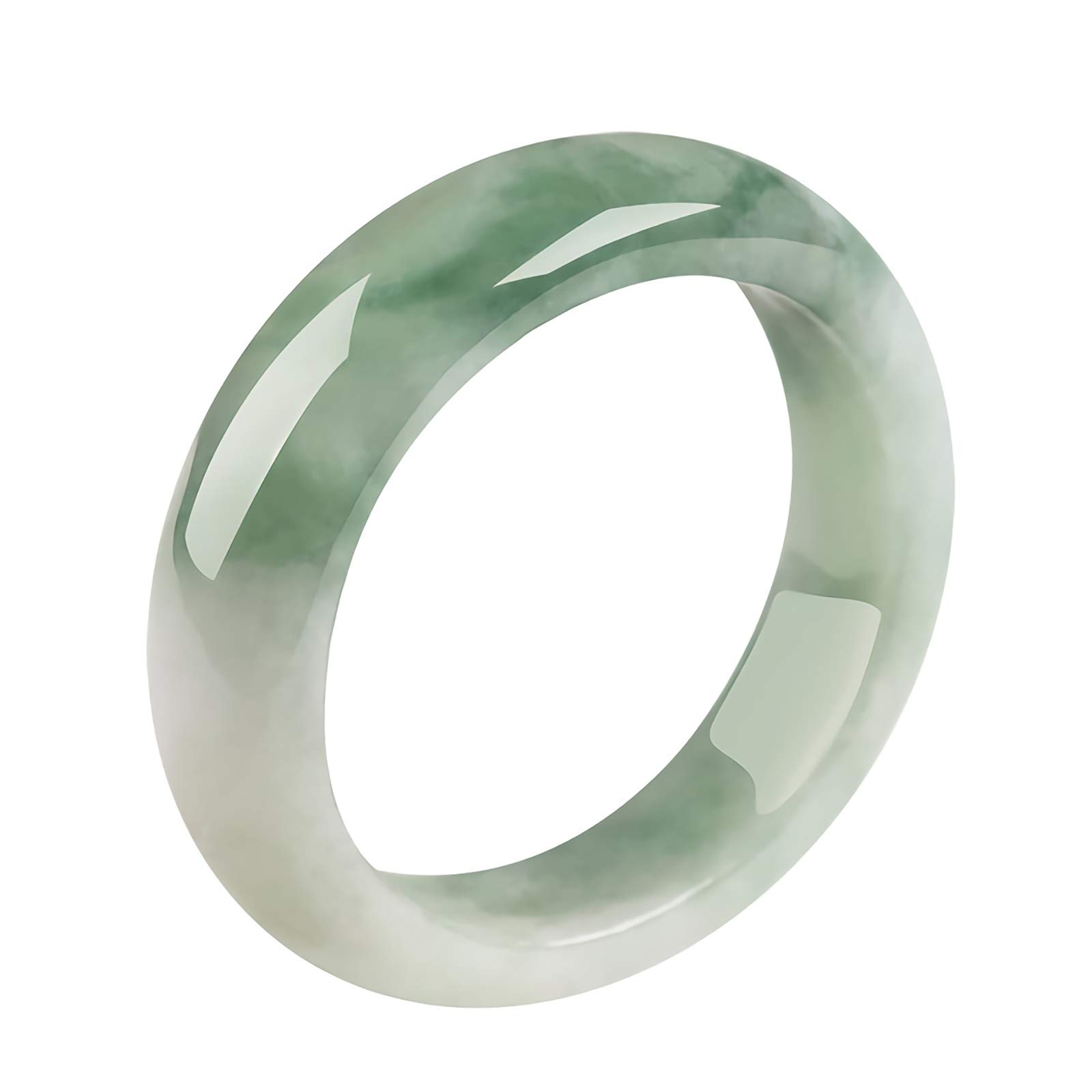 HSUMING Chinese Natural Jade Rings for Women - Good Luck Jewelry with Wide Band, Size 8