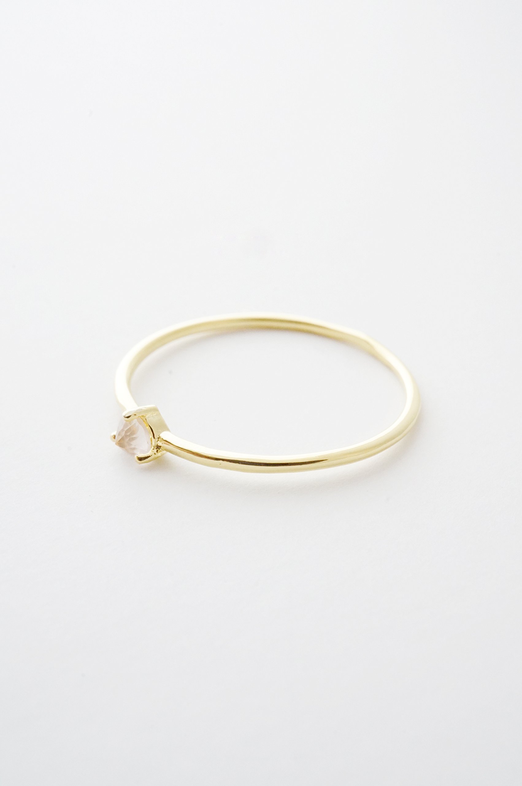 Honeycat Rose Quartz Crystal Point Ring in 18k Gold Plate | Minimalist, Delicate Jewelry (Gold 5)