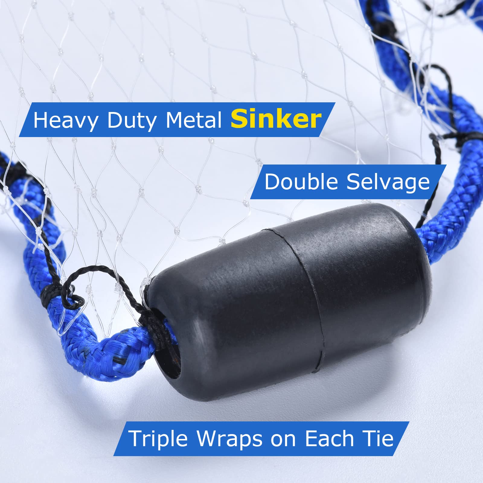 Goture American Fishing Cast Net,Casting Net Freshwater Saltwater for Bait Fish Shrimp Trap 3ft/4ft/6ft/7ft/8ft/10ft/12ft Radius 1/4 3/8inch Mesh Size,Throw Fishing Castnet with Needle Shuttle