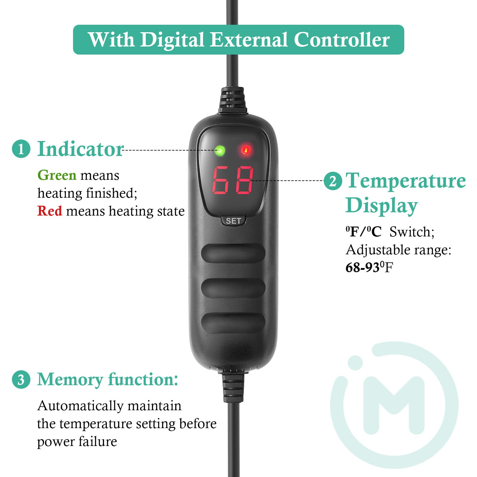 HITOP Aquarium PTC Heater with Controller: 200W 300W 400W Digital Heater for Fish Tank and Turtle Tank 40-100Gallon, with Protective Cover