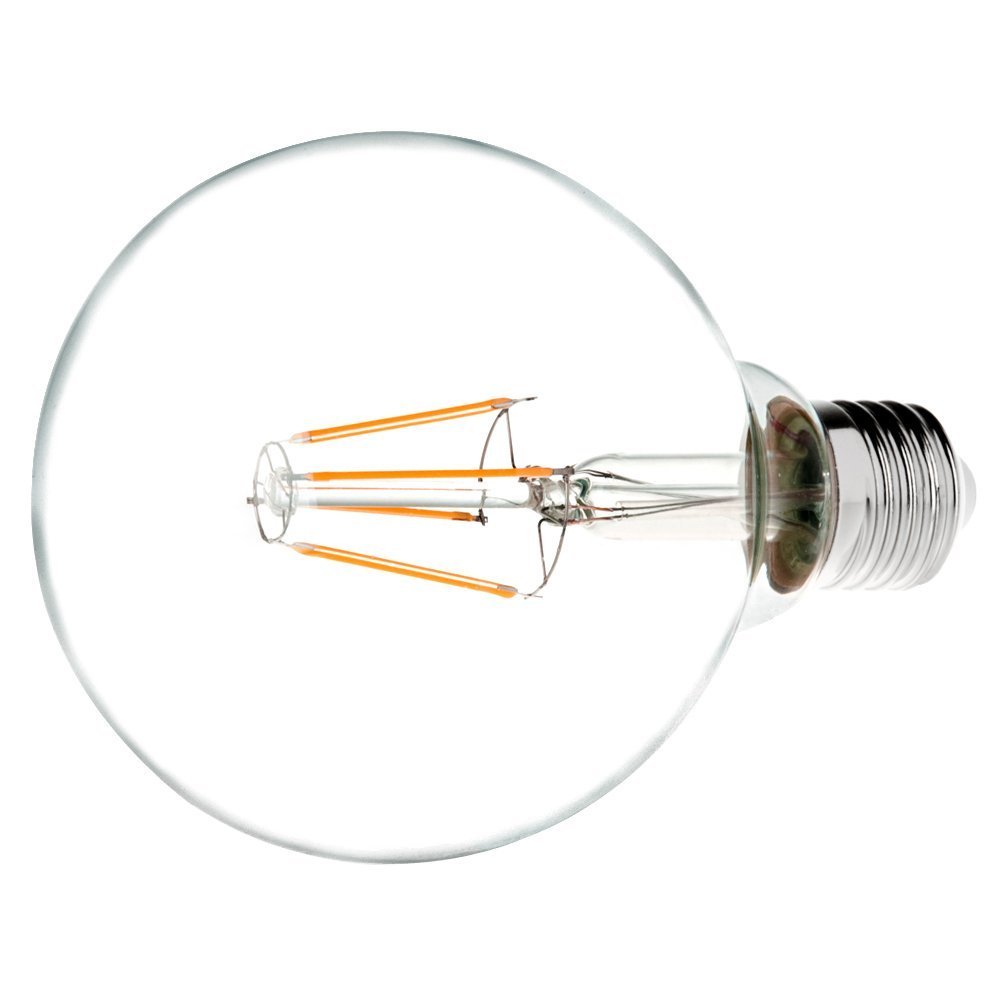 HERO-LED G30-DS-4W-WW27 Dimmable G30 E26/E27 4W Edison Globe Style LED Vintage Antique Filament Bulb, 40W Equivalent, Warm White 2700K, 4-Pack