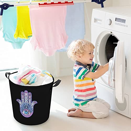 Tribal Fatima Hand Large Laundry Basket Hamper Bag Washing with Handles for College Dorm Portable