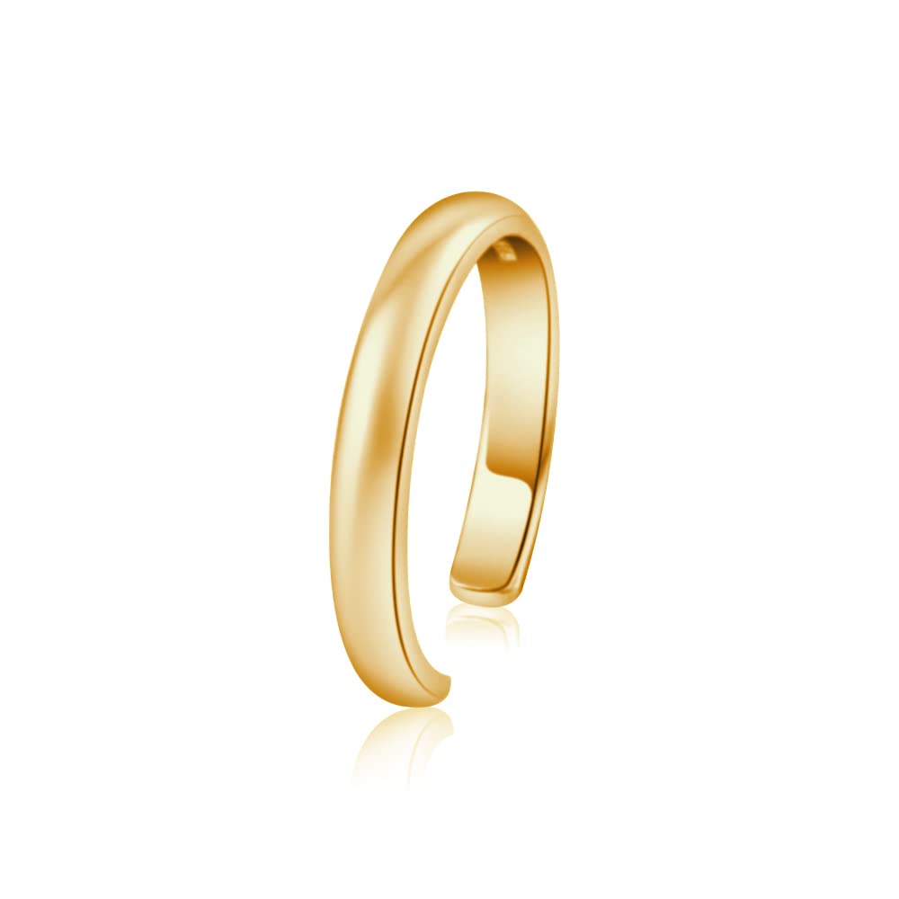 Hoops & Loops Yellow Gold Flashed Sterling Silver High Polished Plain Simple Toe Ring