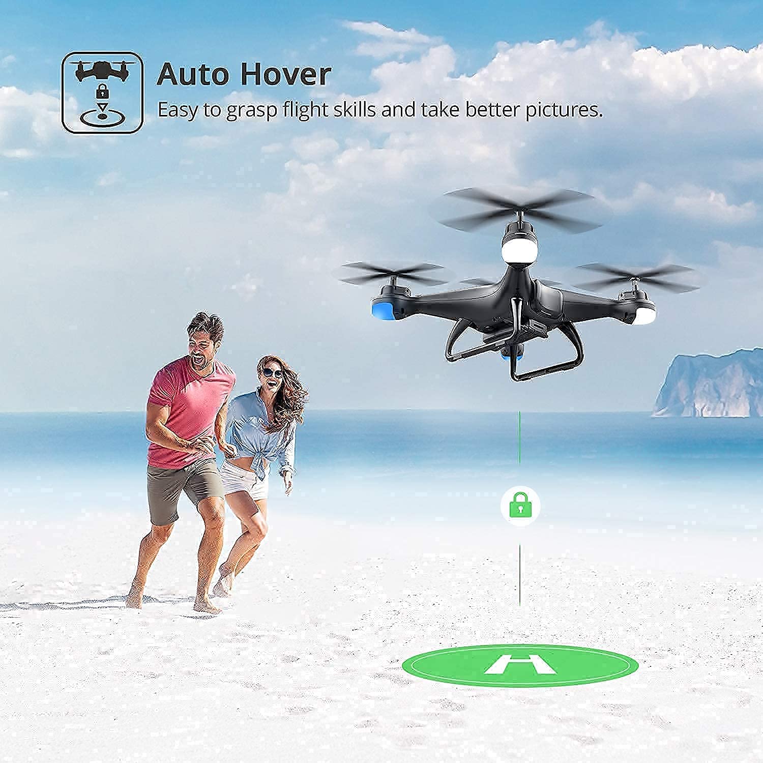 Holy Stone HS110D FPV RC Drone with 1080P HD Camera Live Video 120°Wide-Angle WiFi Quadcopter with Gesture Control, Altitude Hold, Headless Mode, 3D Flip RTF and 3 Batteries