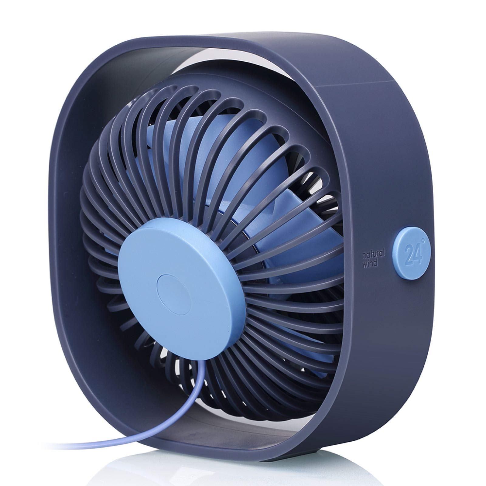 hopeme 4'' Desk Personal Fan with 3.8ft USB Cable, 3 Speeds and 360° Rotatable Vertically Blue Color Mini Small Fan, Quiet Operation and Strong Wind,Suitable for Office Home(Blue Color)