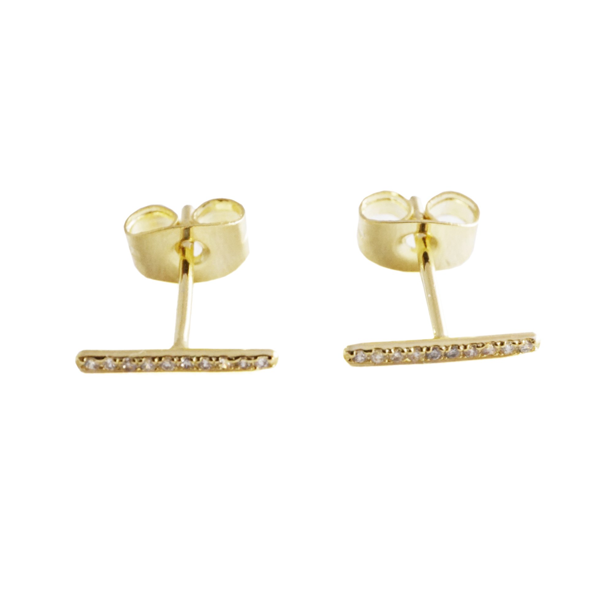 HONEYCAT Skinny Midi Crystal Bar Earrings in 18k Gold Plated | Minimalist, Delicate Jewelry (G)