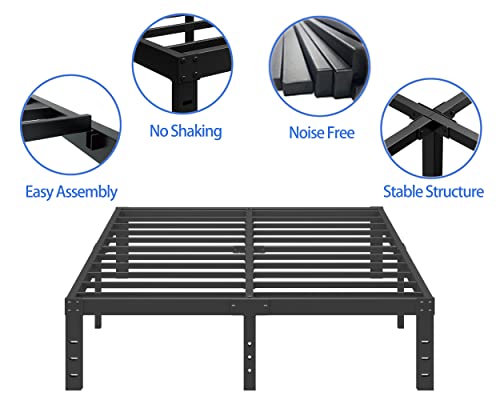 Woozuro King Bed Frame, 12 Inch Heavy Duty Metal Platform Bed Frame No Box Spring Needed, Reinforced Steel Slats Support Mattress Foundation, Easy Assembly, Noise Free, Black