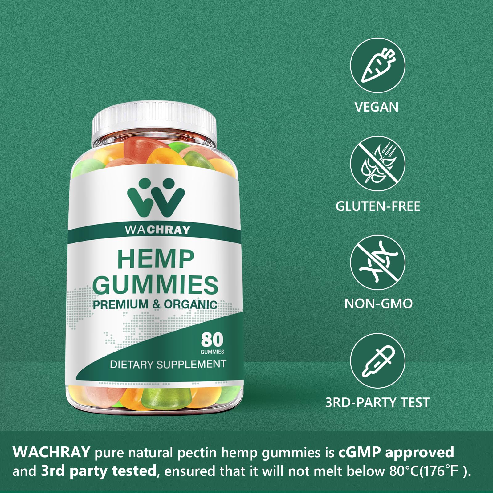 Hemp Gummies from Organic Edible Extract Hemp Oil Gummy Made in USA (2Pack)