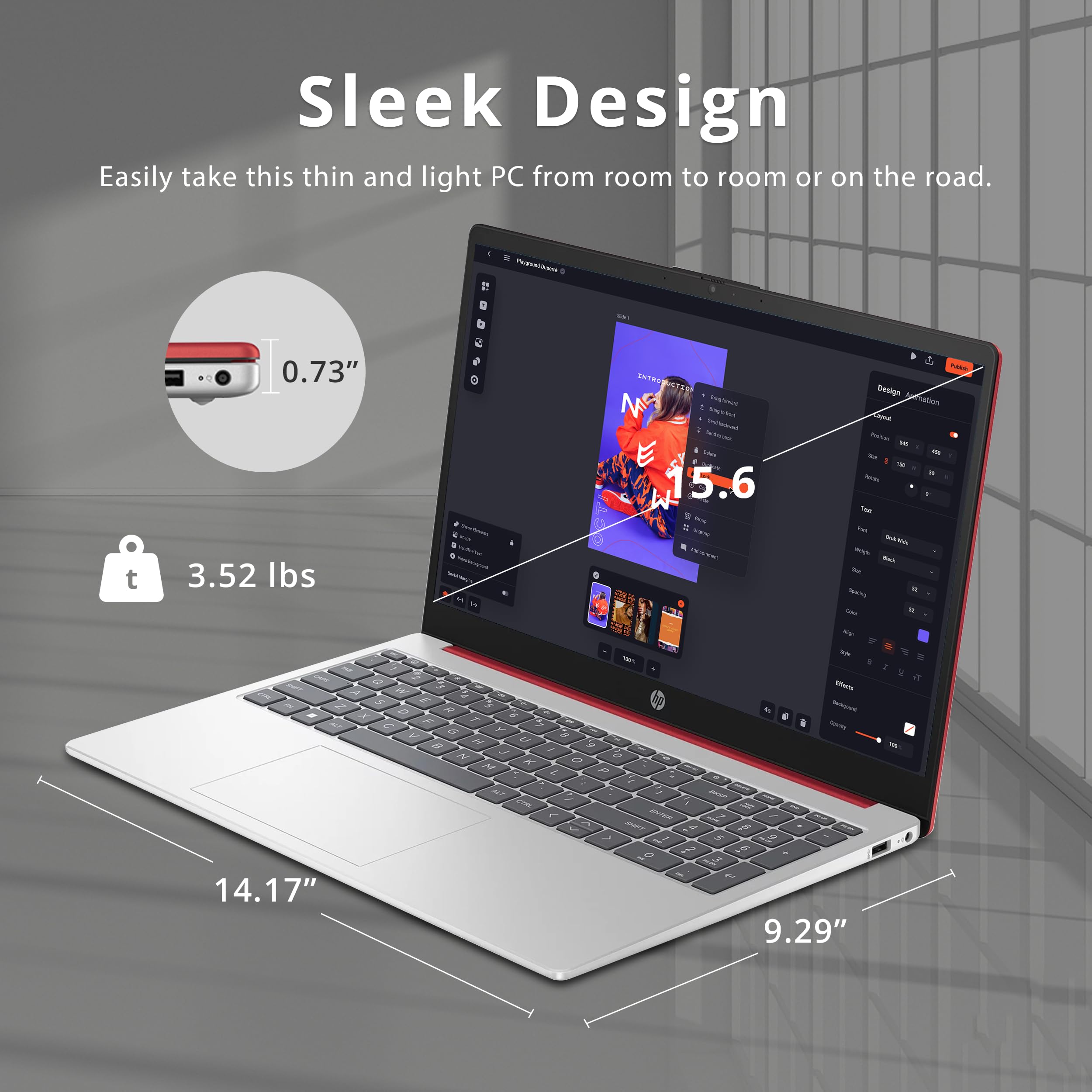HP 15.6" HD Student Laptop, Intel Pentium Silver N5030, 32GB RAM, 2TB PCIe SSD, 1 Year Free Office 365, Intel UHD Graphics, HD Webcam, Numpad, Wi-Fi 5, Bluetooth, Win11, Red, 32GB Hotface USB Card