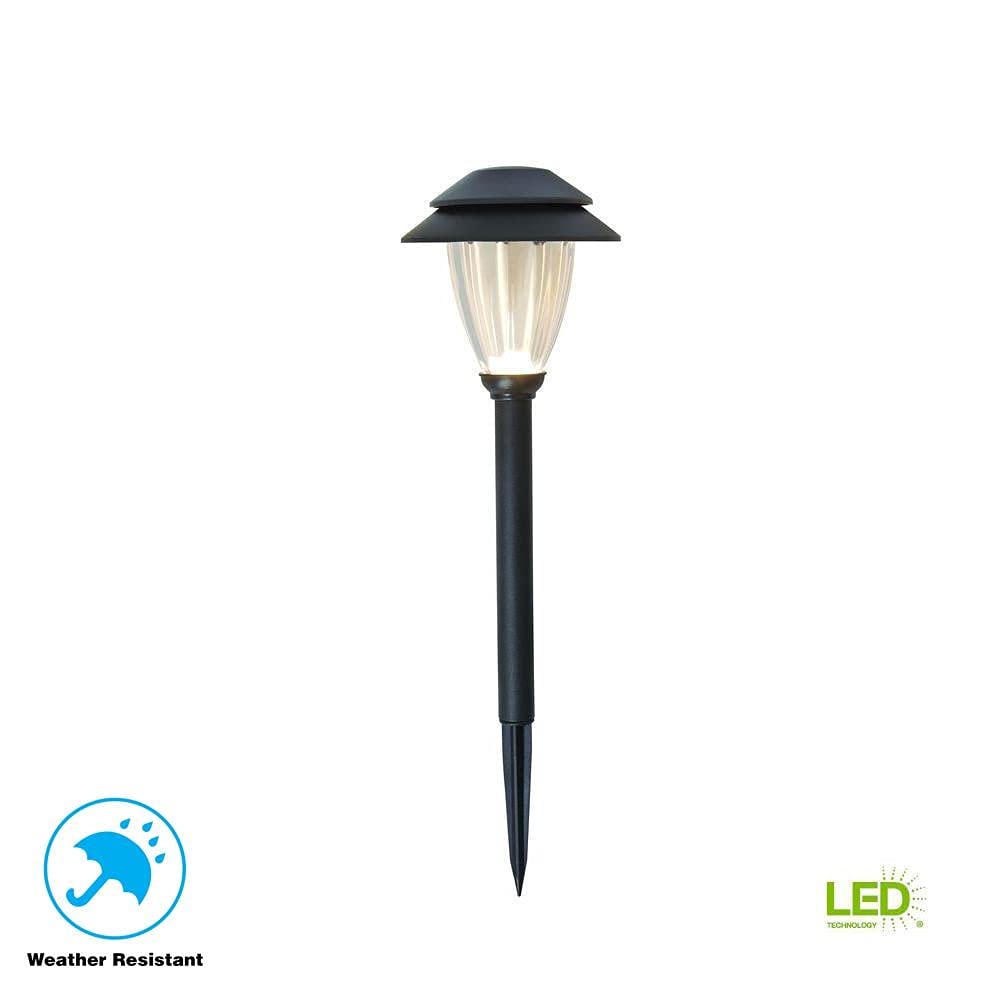 Hampton Bay Low-Voltage Black Outdoor Integrated LED Landscape Path Light Set with Transformer (6-Pack)