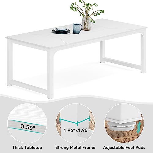 Tribesigns 78.7"x39.4" Dining Table, Industrial Kitchen Table for 6-8 Person, Rectangular Dinner Table for Dining Room Kitchen Living Room, with Heavy Duty Metal Legs, White