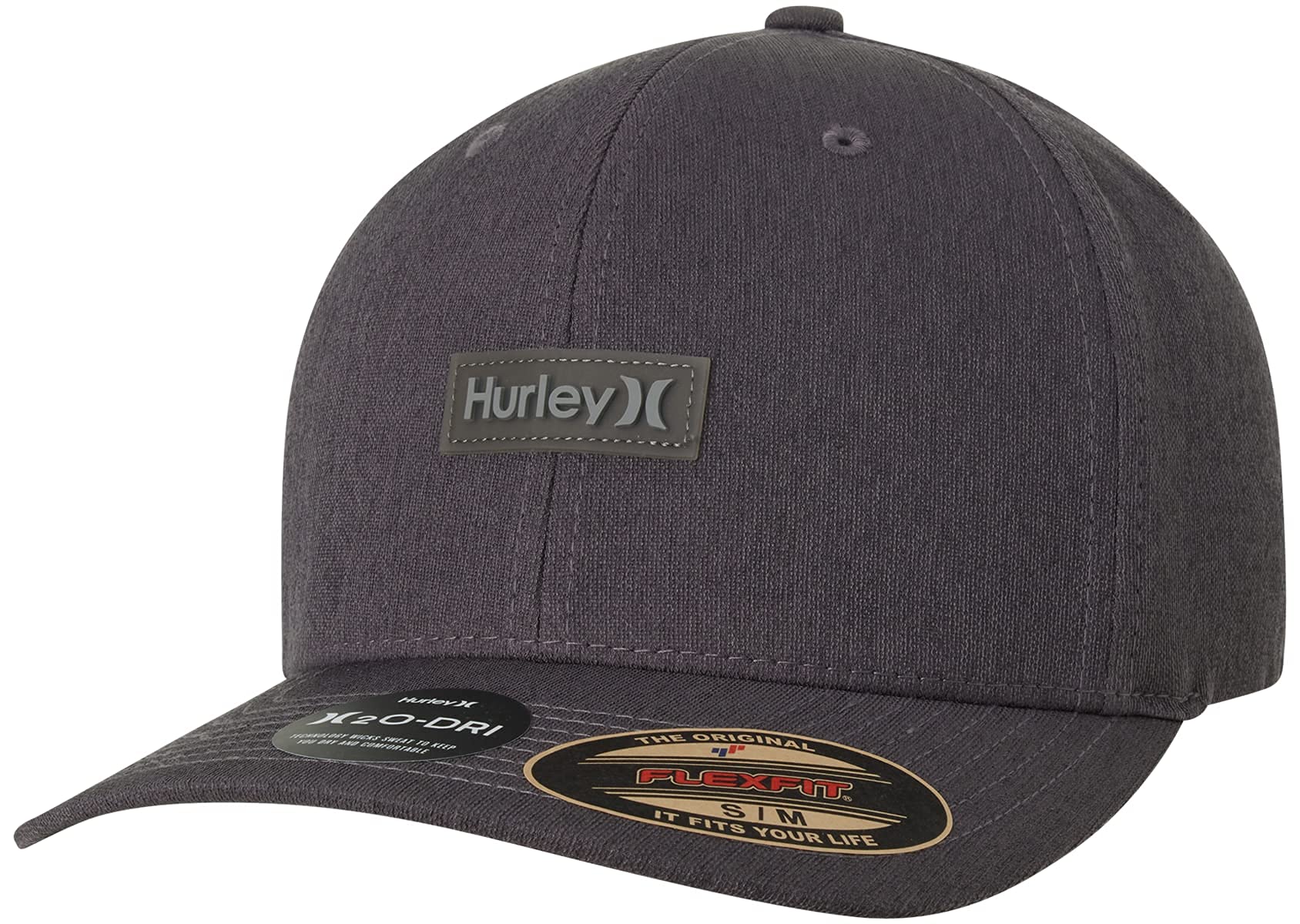 Hurley Men's Baseball Cap - H2O-DRI Redondo Flat Brim Sweat Resistant Fitted Hat, Size Large-X-Large, Black