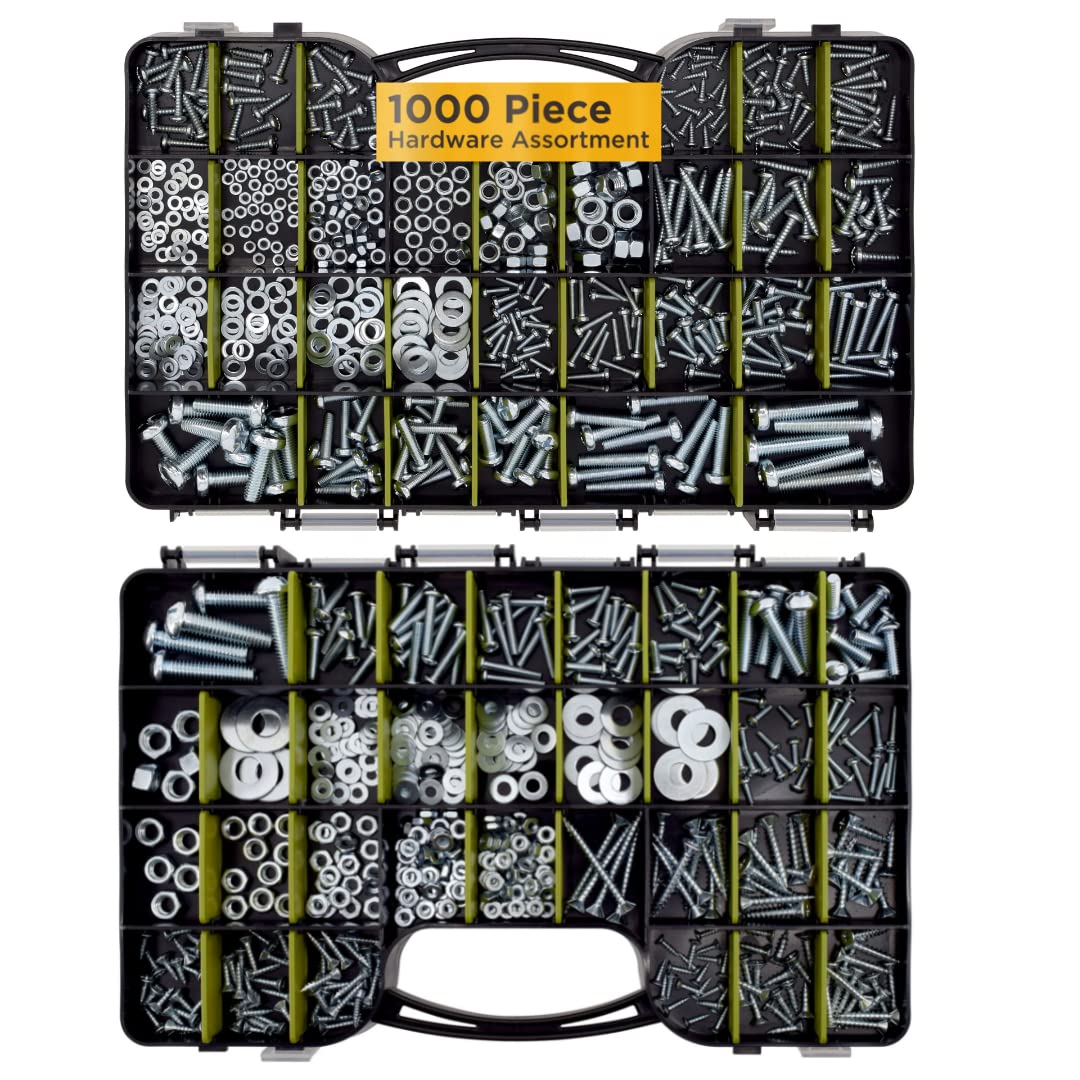 Jackson Palmer 1,700 Piece Hardware Assortment Kit with Screws, Nuts, Bolts & Washers (3 Trays)