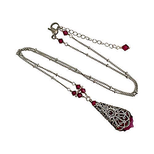 HisJewelsCreations Baroque Crystal Filigree Pendant Necklace (Berry Tone)