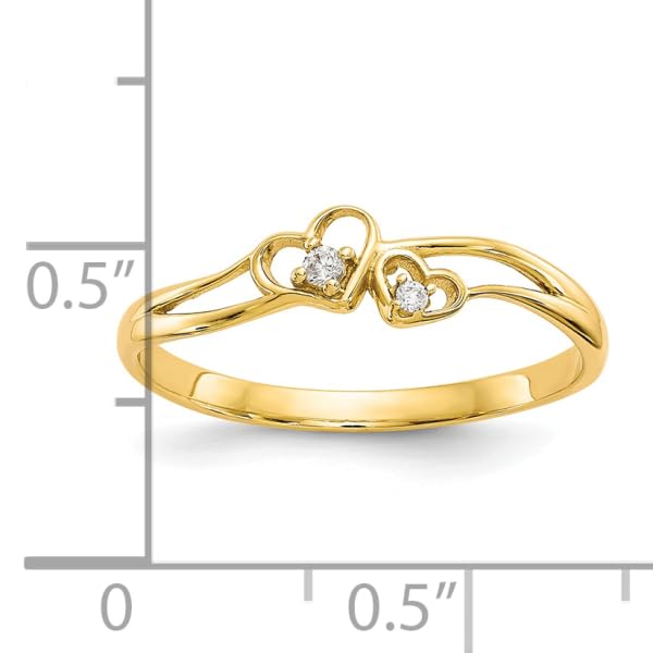 IceCarats 10K Yellow Gold Cubic Zirconia CZ Double Heart Love Ring Size 7