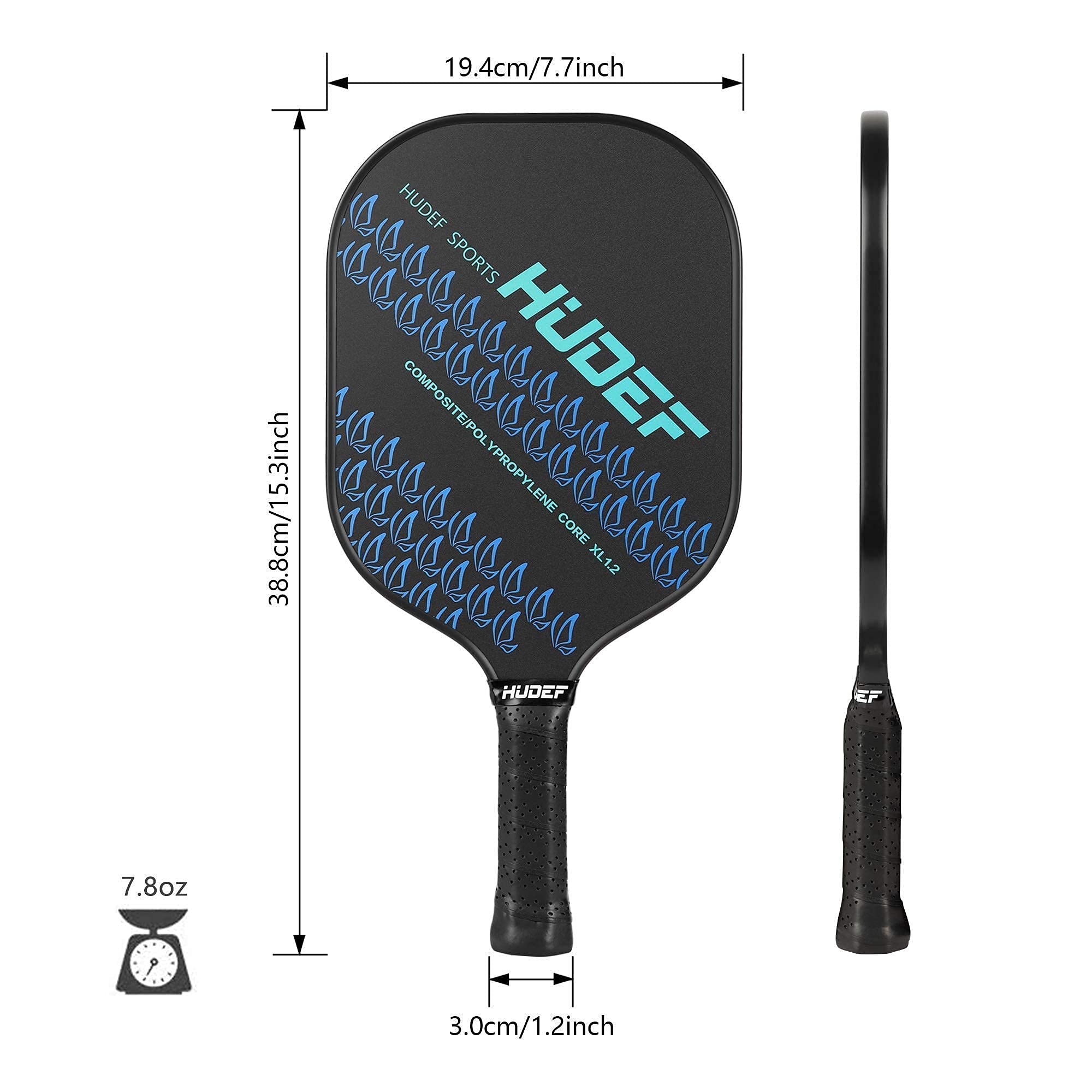HUDEF Pickleball Paddle-Graphite Pickleball Racquet Lightweight 7.2-7.8oz,PP Honeycomb Composite Core Balanced Pickleball Rackets