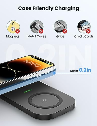 Wireless Charging Pad, JoyGeek Dual Wireless Charger for iPhone 14 Plus/14 Pro/14/13 Pro Max/Pro/Mini/12,Airpods 3/2,Wireless Phone Charger for Samsung S22/S21,24W Fast Wireless Charger(Black)