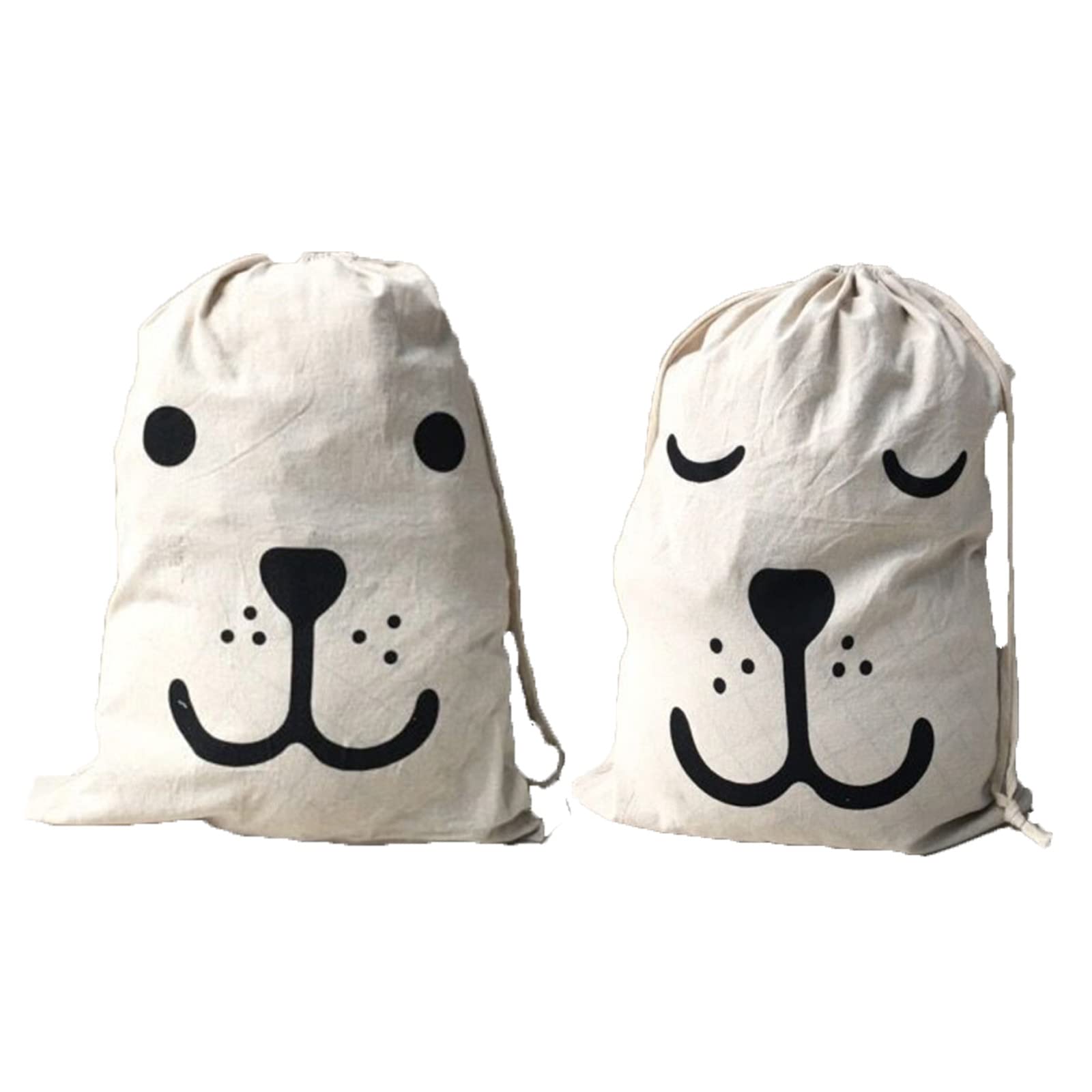 HomeSoGood 2Pcs Canvas Laundry Bag with Drawstring Reusable Cotton Laundry Bag Sorting Storage Bag Household Organizer 18" x 23"