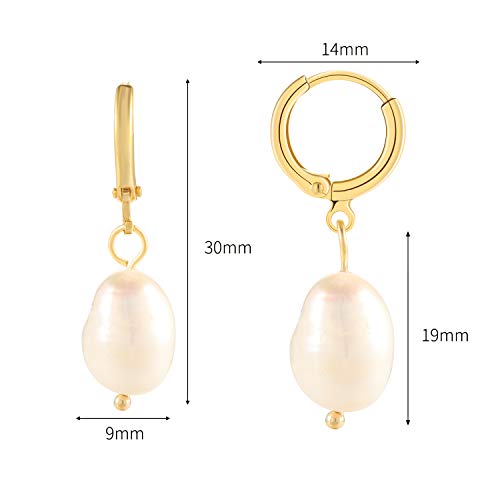 Huggie Hoop Earrings with Charms Pearl Dangle Earrings 13 mm