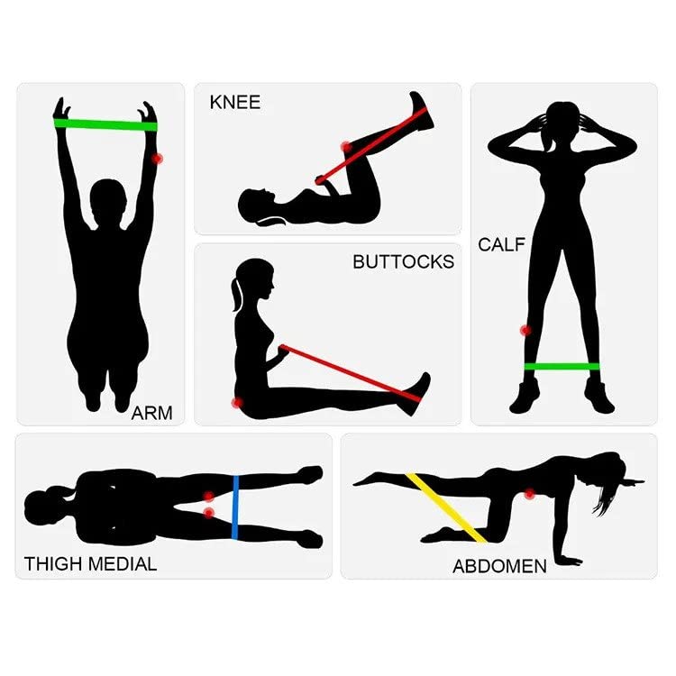 Simple Resistance Loop Exercise Bands with Carrying Bags, Set of 5,Yoga Exercises,Gymnastics,Bodybuilding,Booty Exercise