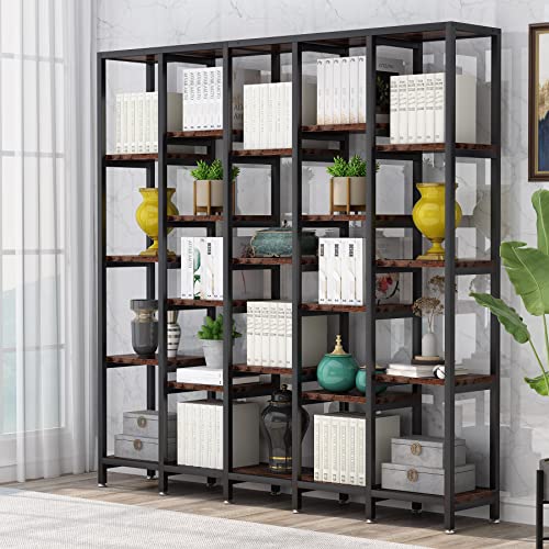 Tribesigns Wide 9-Tier Bookshelf, 71β H x 70β W Extra Large Bookcase with 22 Open Shelves, Tall Bookshelf Open Display Shelves with Metal Frame for Living Room, Home Office, Rustic Brown