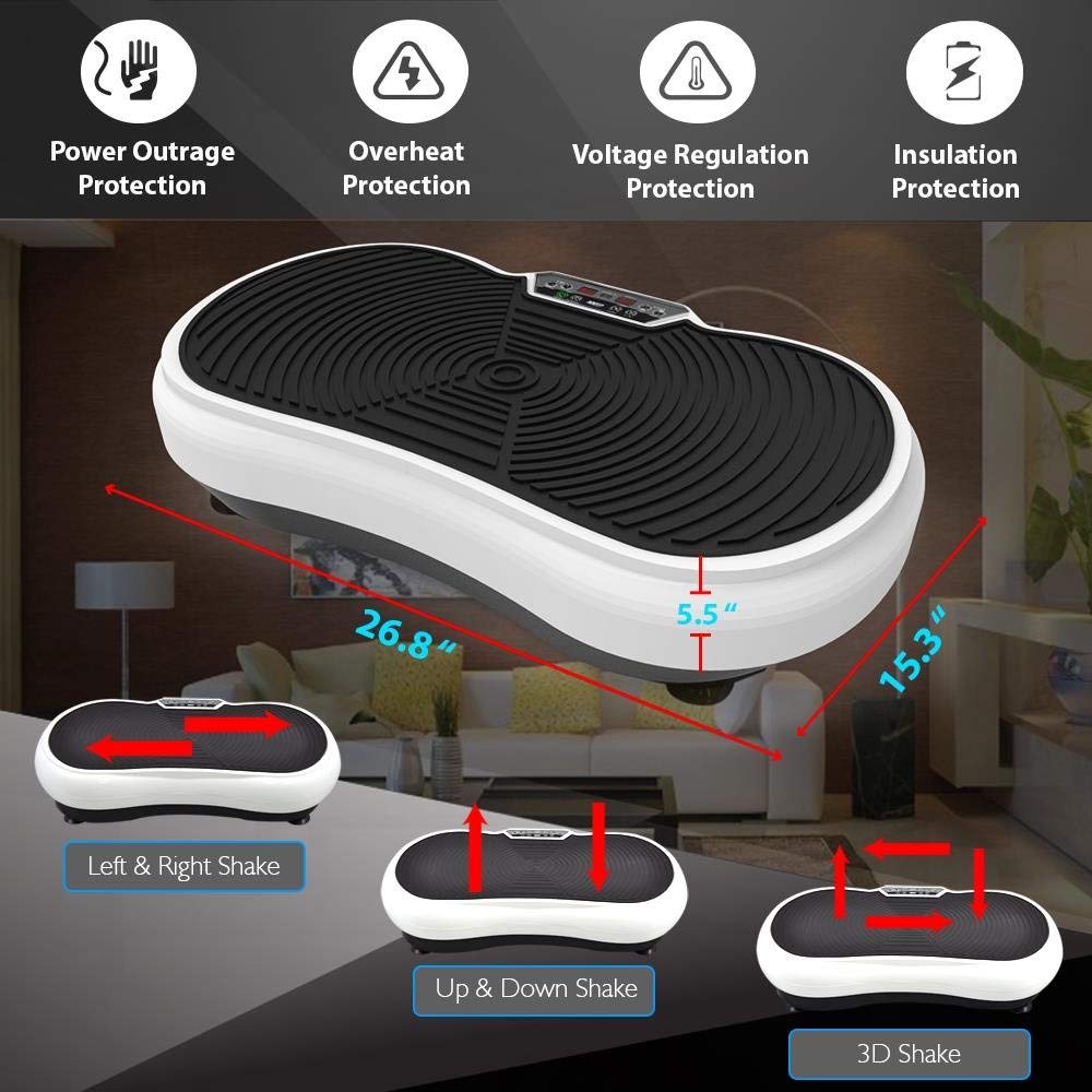 Hurtle Fitness Vibration Platform Workout Machine | Home Exercise Equipment | Vibration Plate | Balance Your Weight Workout Equipment Includes Remote Control & Balance Straps (Renewed)