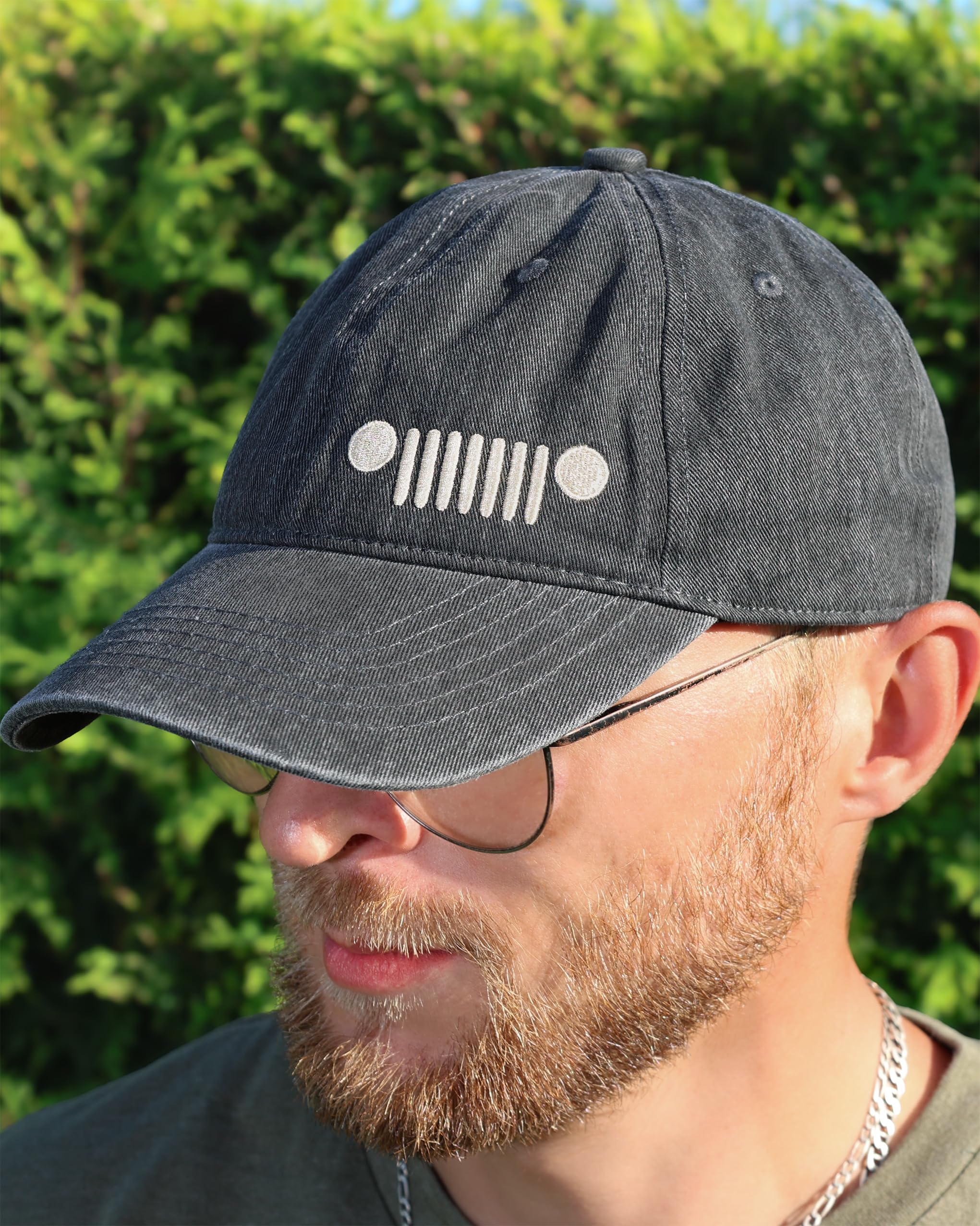 Jeep Grille Logo Garment Washed Hat Black