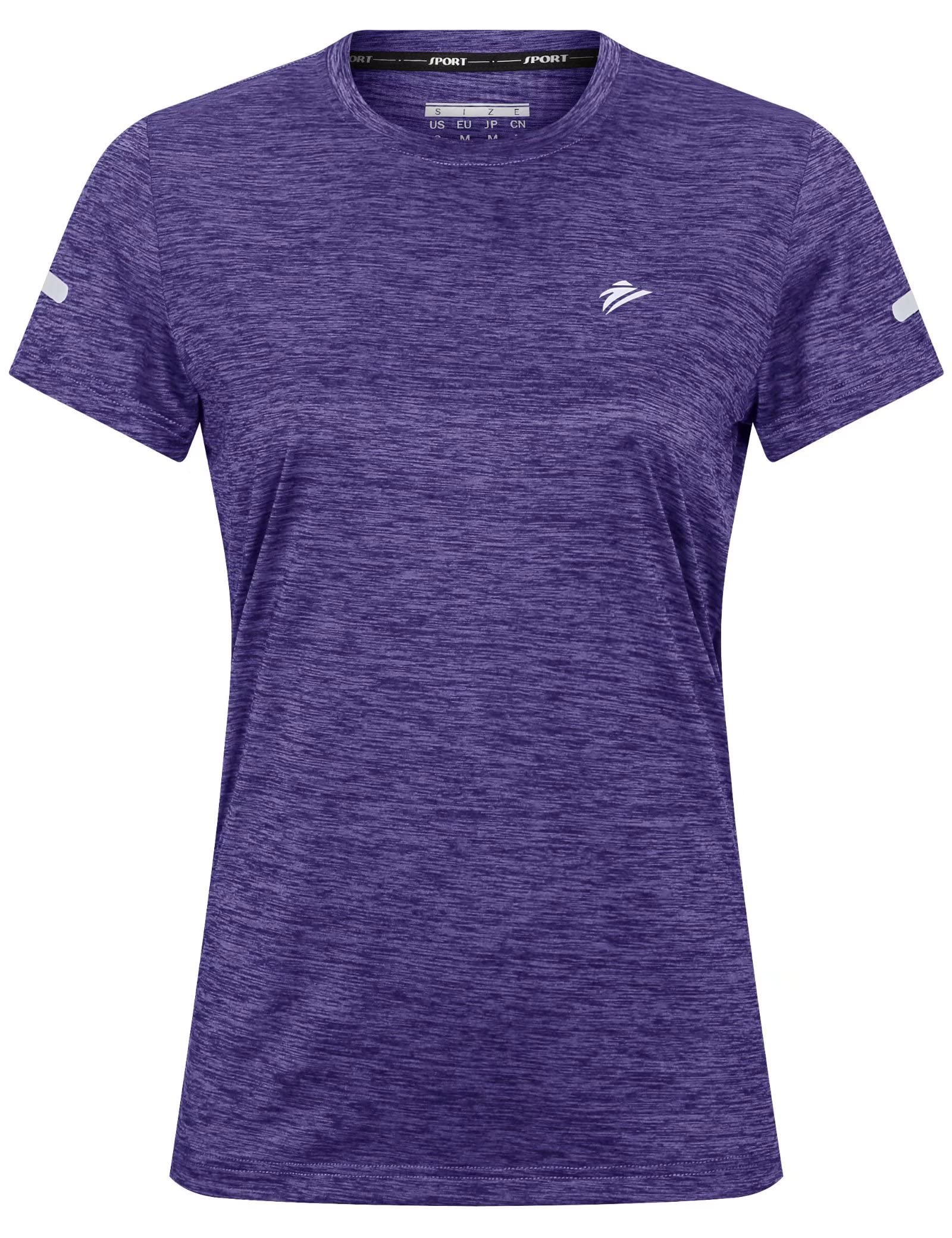 MAGCOMSEN Women Short Sleeve Workout Tops Moisture Wicking Athletic T-Shirts Quick Dry Sports Gym Active Top Violet S