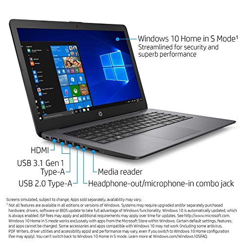 HP Stream 14-inch Laptop, AMD Dual-Core A4-9120E Processor, 4 GB SDRAM, 64 GB eMMC, Windows 10 Home in S Mode with Office 365 Personal for One Year (14-ds0140nr, Brilliant Black) (Renewed)