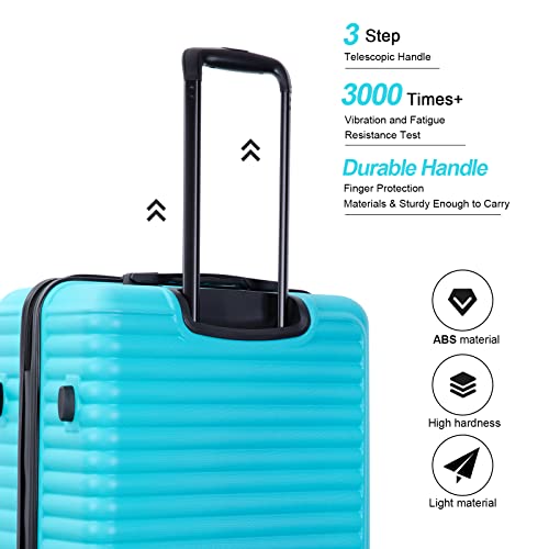Tripcomp Luggage Sets Hardshell Travel Durable Suitcase Sets with Spinner Wheels TSA Lock, Carry-on,Luggage 3piece Set (20inch/24inch/28inch) (Turquoise)