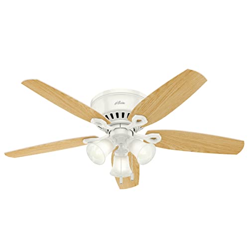 Hunter Fan Company Indoor 53326 52" Builder Low Profile Ceiling Fan with Light, Snow White Finish