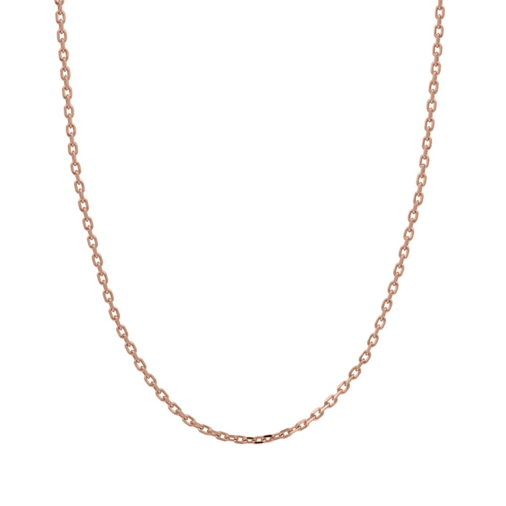 Honolulu Jewelry Company 14K Solid Rose Gold 30 Gauge 0.8mm Cable Chain Necklace - 18 Inches