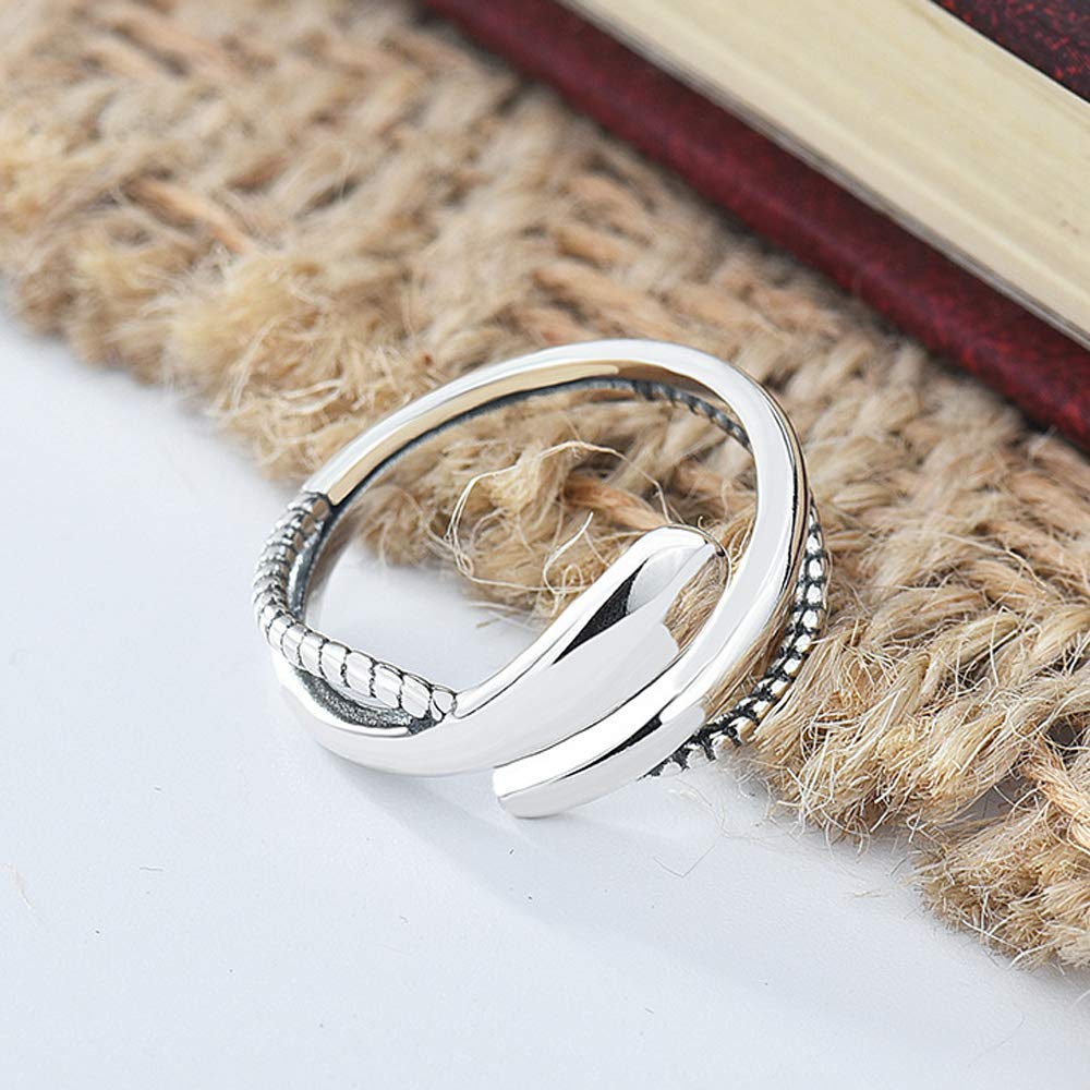 Jemant Ring For Women Adjustable Silver Hip Hop Kpop Fashion Twist Chain Rope Unique 3 Pc Stacked Ring Set (Silver)
