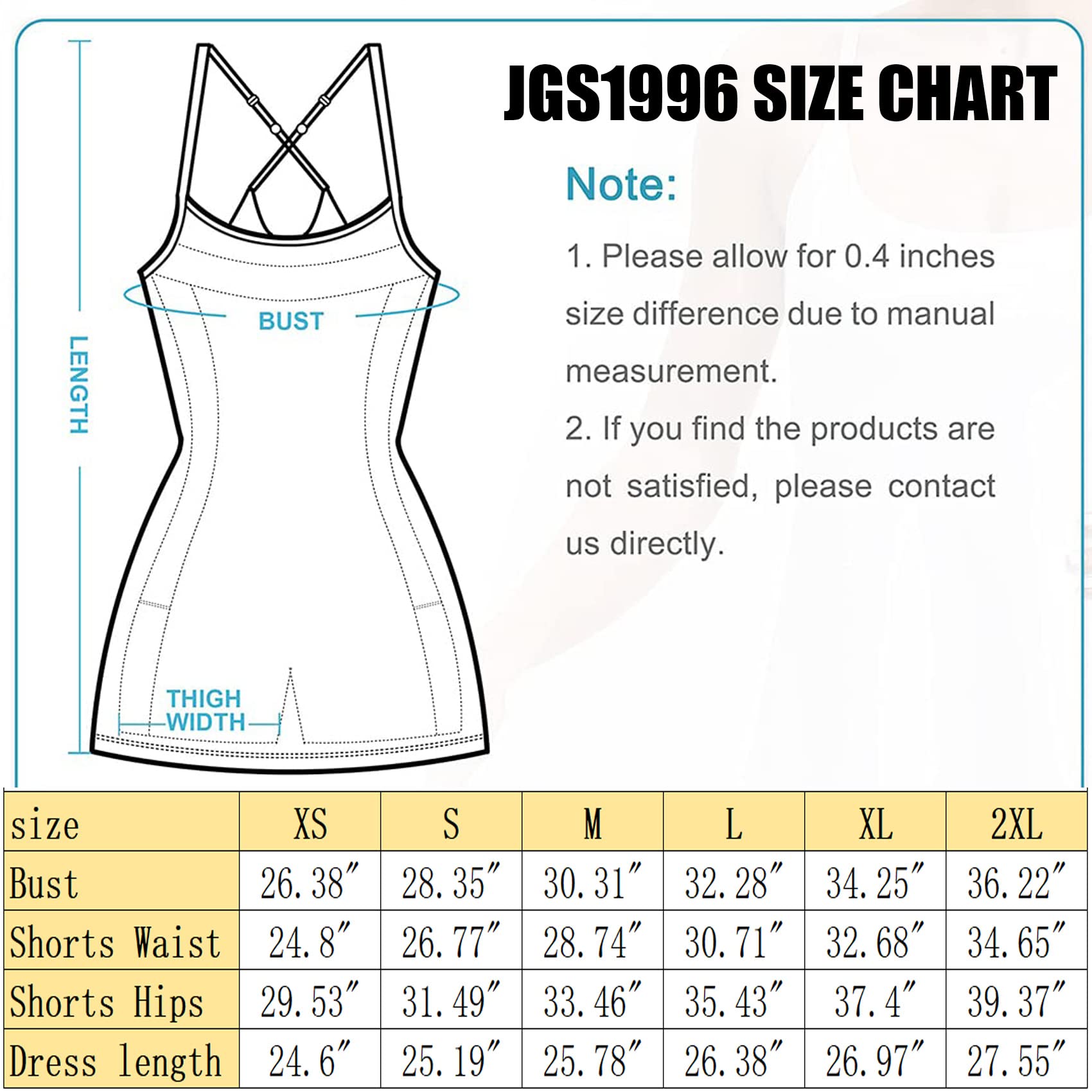 JGS1996 Tennis Golf Dresses for Women with Built-in Bra & Shorts Pockets Sleeveless Workout Athletic Exercise Dress Black