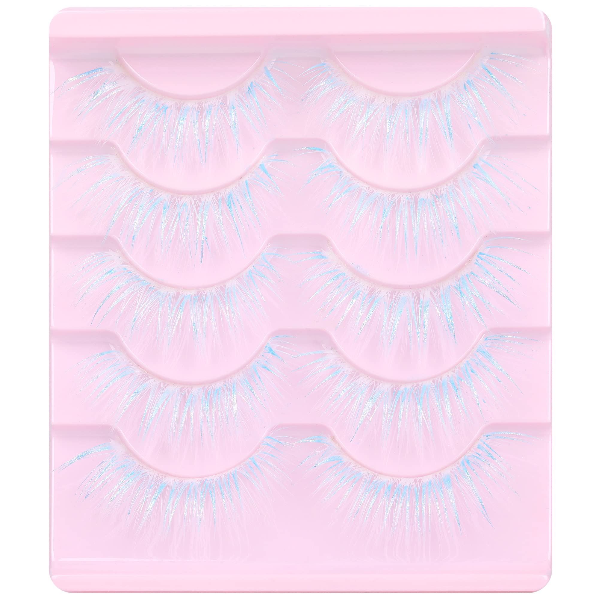 Ruairie White Eyelashes with Laser Silver Colored Lashes False Eyelashes Fluffy Wispy Fake Eyelashes Pack Natural Cat Eye Cosplay False Lashes