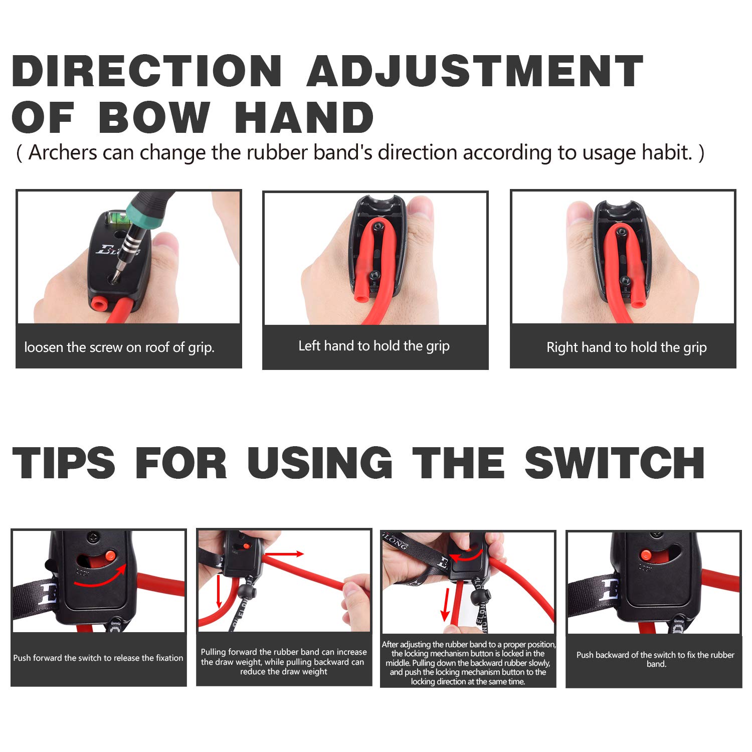 Huanggui Archery Trainer Band Training - Portable Bow Riser Handle - 9 to 19 lbs Tension Adjustment - Professional Archery Coach Recommends Suitable for Left and Right Hand, Black