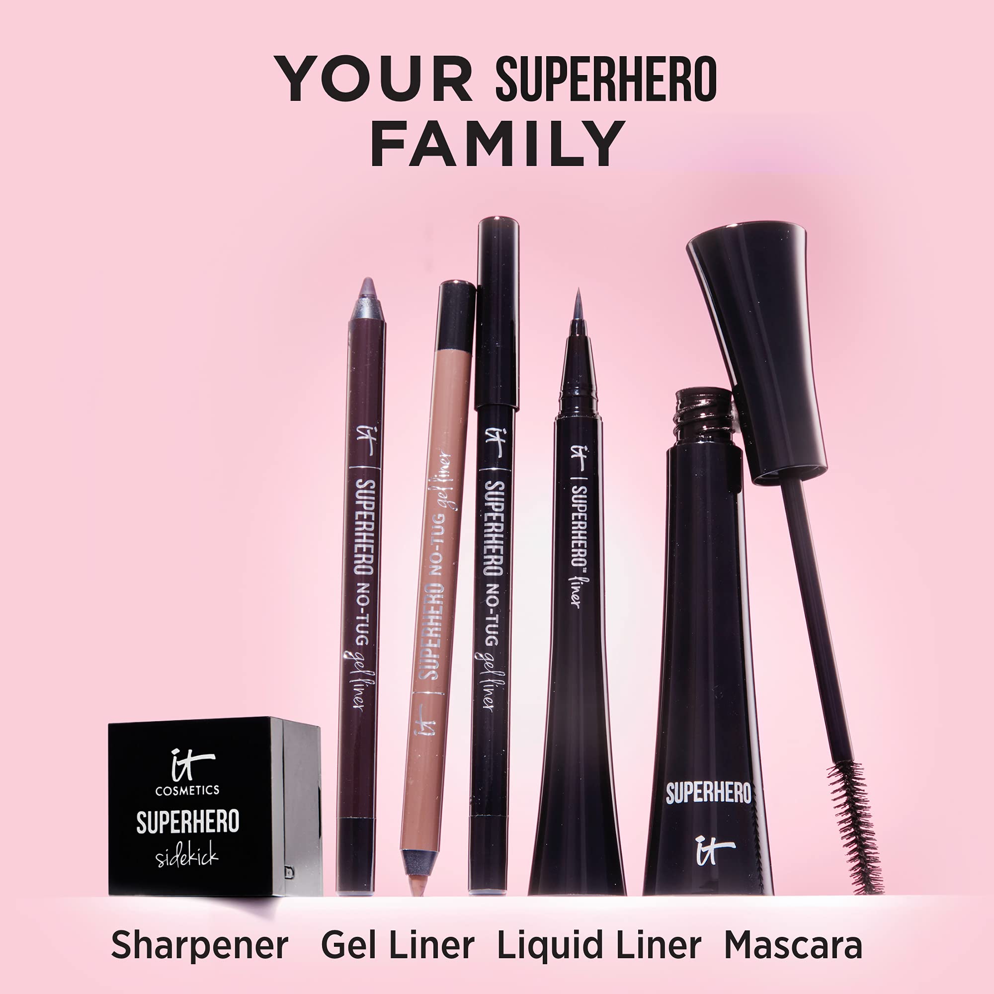 IT Cosmetics Lash Transformation Eye Makeup Set - Includes Full Size + Travel Size Superhero Volumizing & Lengthening Mascara - Lifts, Separates & Conditions Lashes - with Collagen, Biotin & Peptides