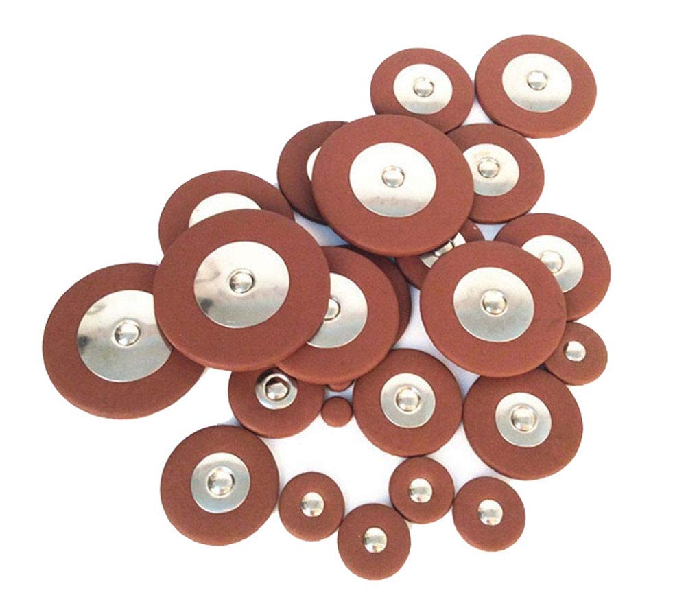 Jiayouy 25 Pieces Leather Pads Alto Sax Pads Replacement Set Saxophone Repair Parts Brown 9mm to 48mm