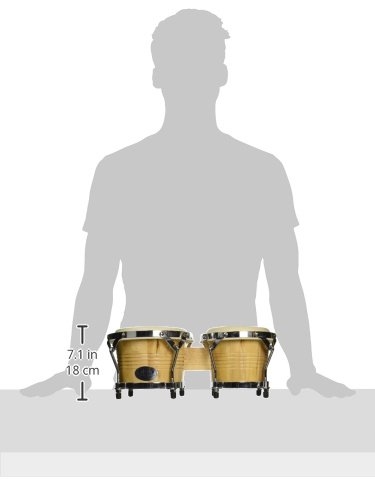 GP Percussion B2 Pro-Series Tunable Bongos 6 & 7 Inch (Clear Finish, Hickory)
