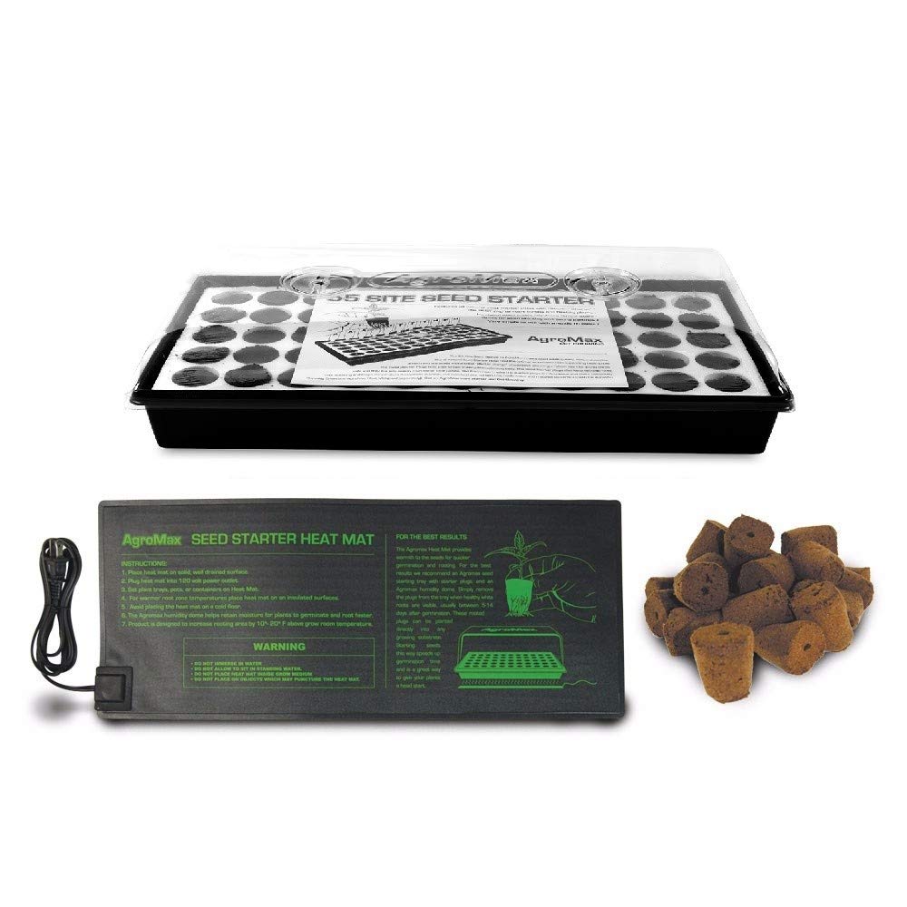 HTG Supply Floating Seed Starter Germination Kit with Tall Humidity Dome, Root Plugs & Heat Mat