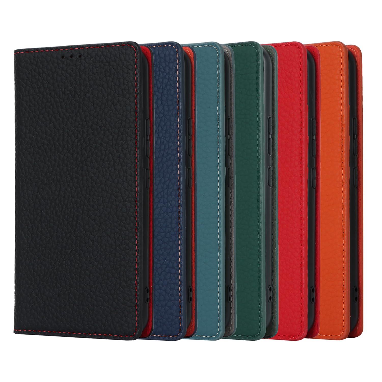 Havaya for Samsung Galaxy S23 FE Case Genuine Leather Samsung S23 FE wallet case with Card Holder for men flip folio phone cover with credit card slots for women-Black